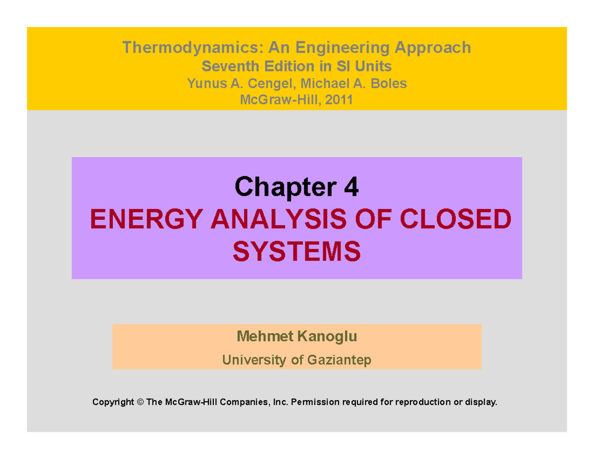 Chap 4 - Thermo chap 4 notes , lecture slides for overviewing - Chapter ...
