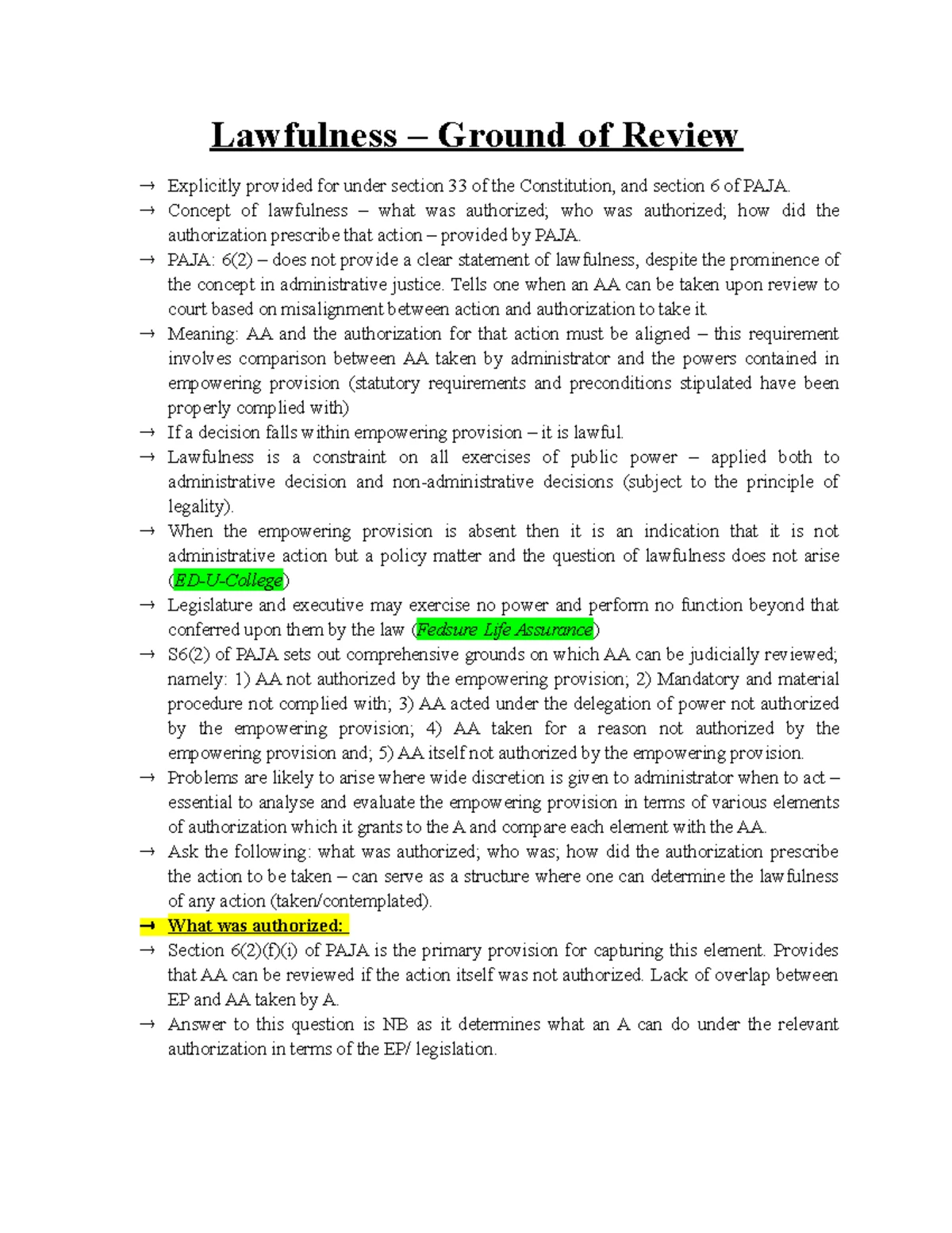 AA definition elements - The definition of administrative action in ...