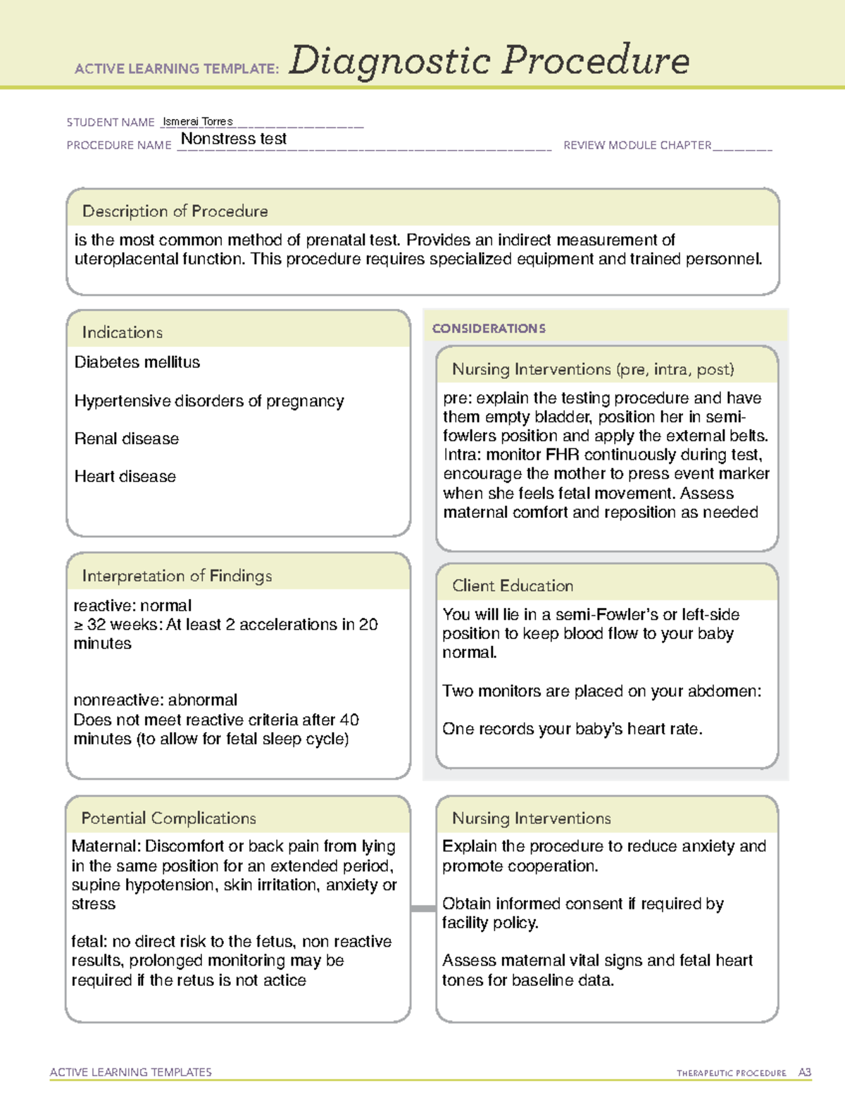 ACTIVE LEARNING TEMPLATE: Diagnostic & Therapeutic Procedures (ATI W1) - Studocu