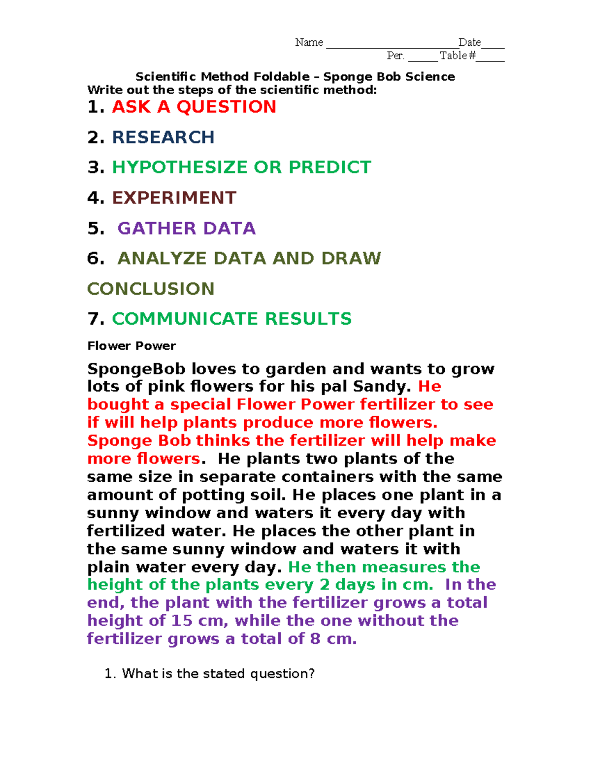 Sponge-bob-sci - This document is used to generate a study foldable for ...