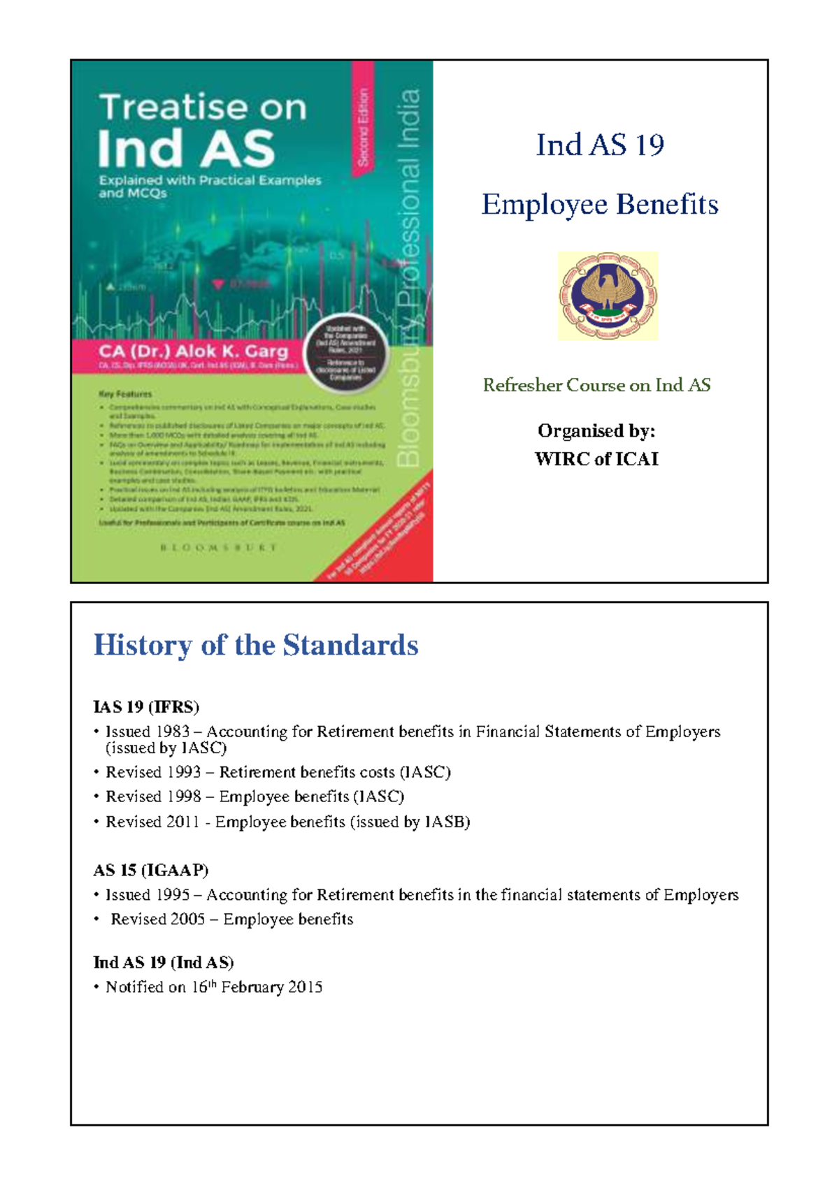 Ind AS 19 Employee Benefits Refresher by Alok Garg - Studocu