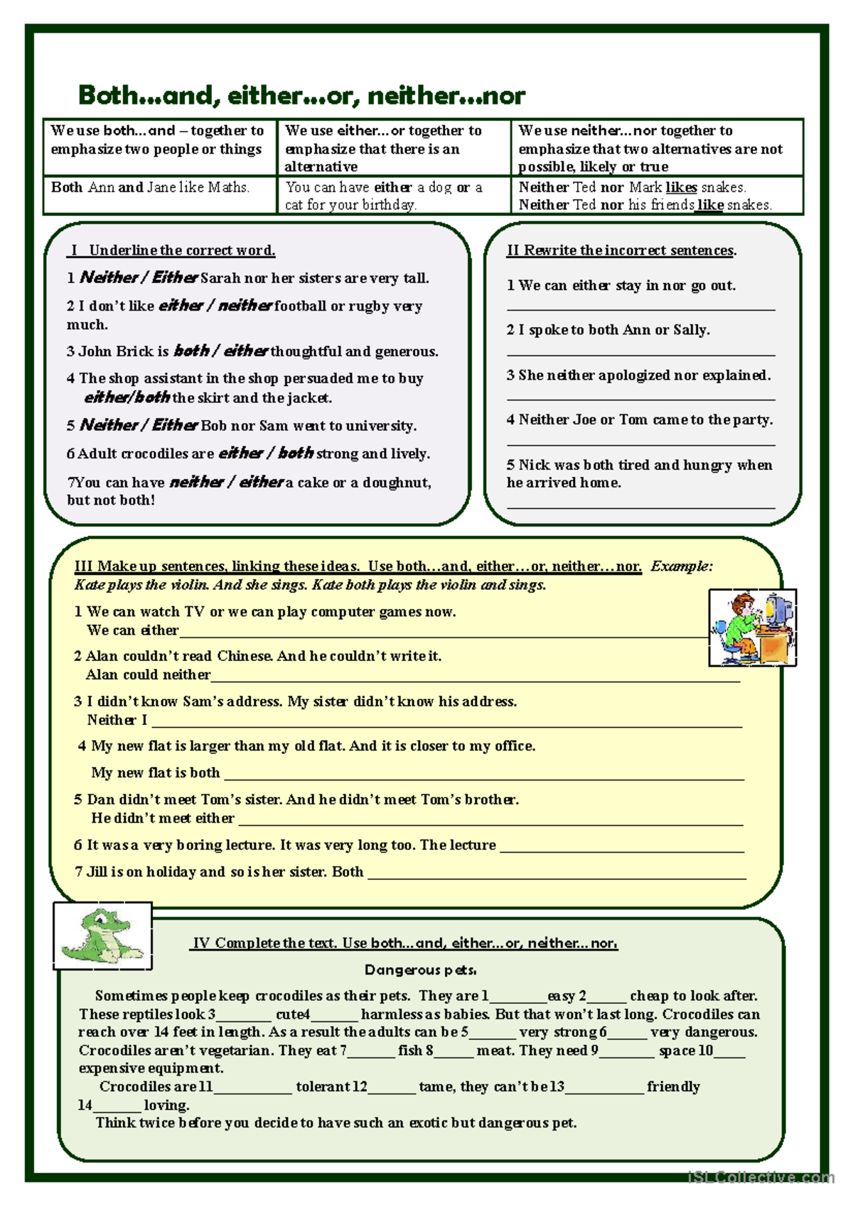 Both...and, either...or, neither...nor (Exercises) - Studocu