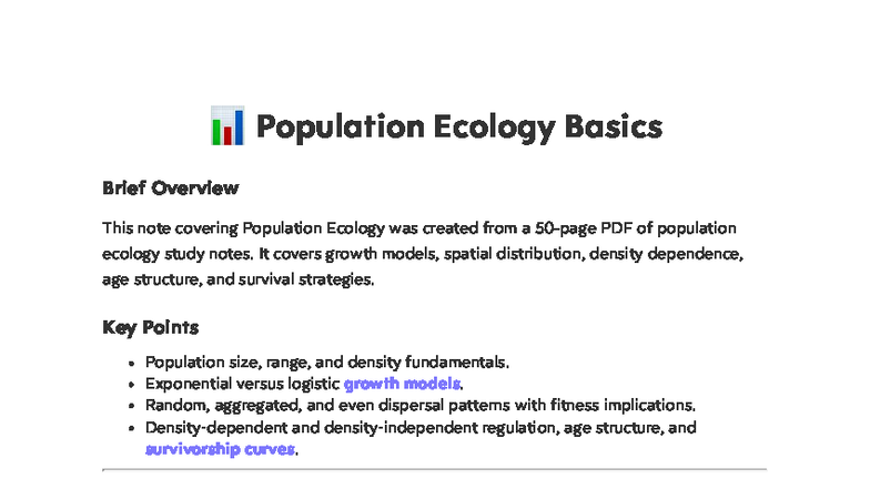Population Ecology (BIO101): Dynamics of Growth, Density, and Survival ...