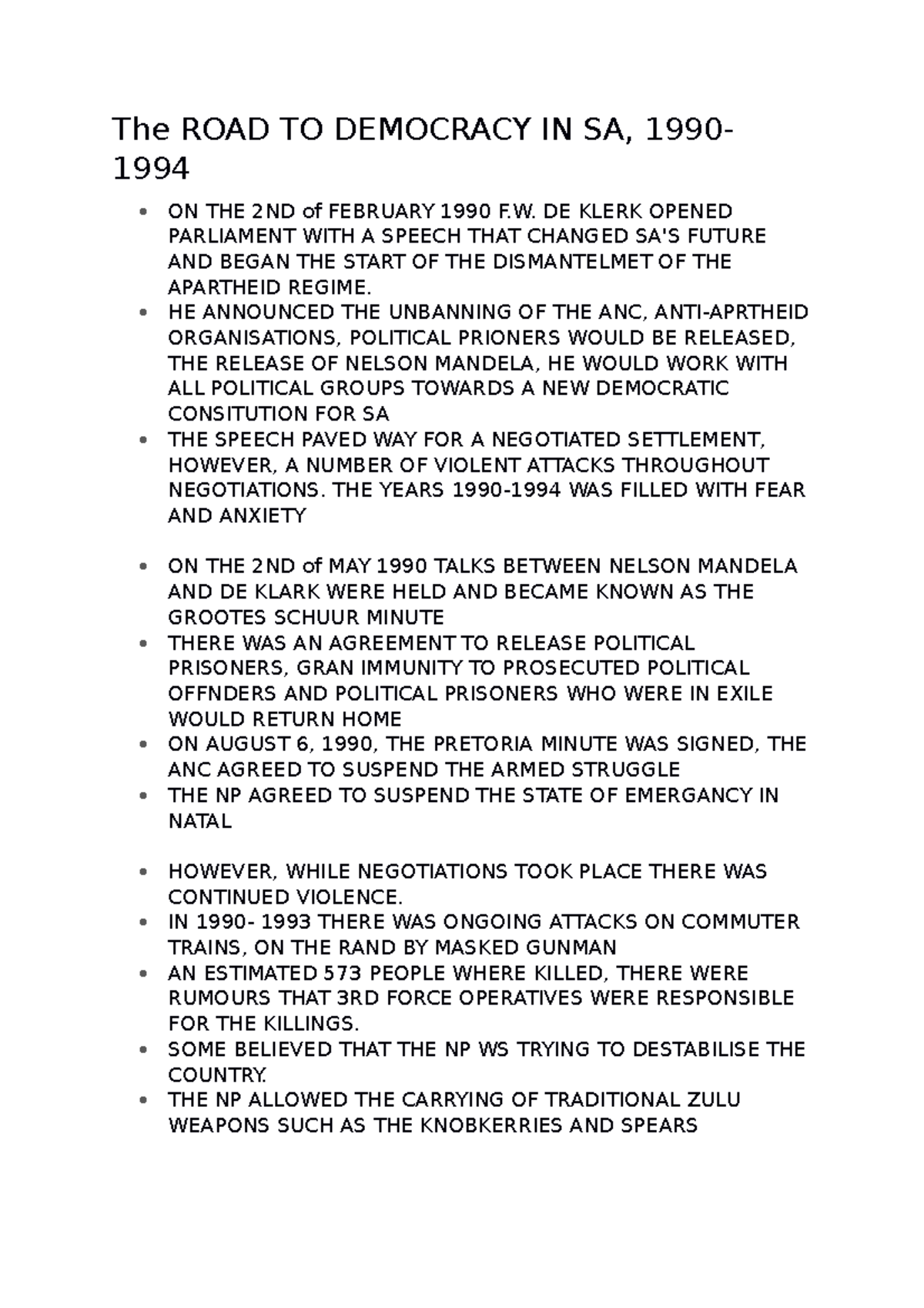 The Journey to Democracy in South Africa (1990-1994): Key Events and ...