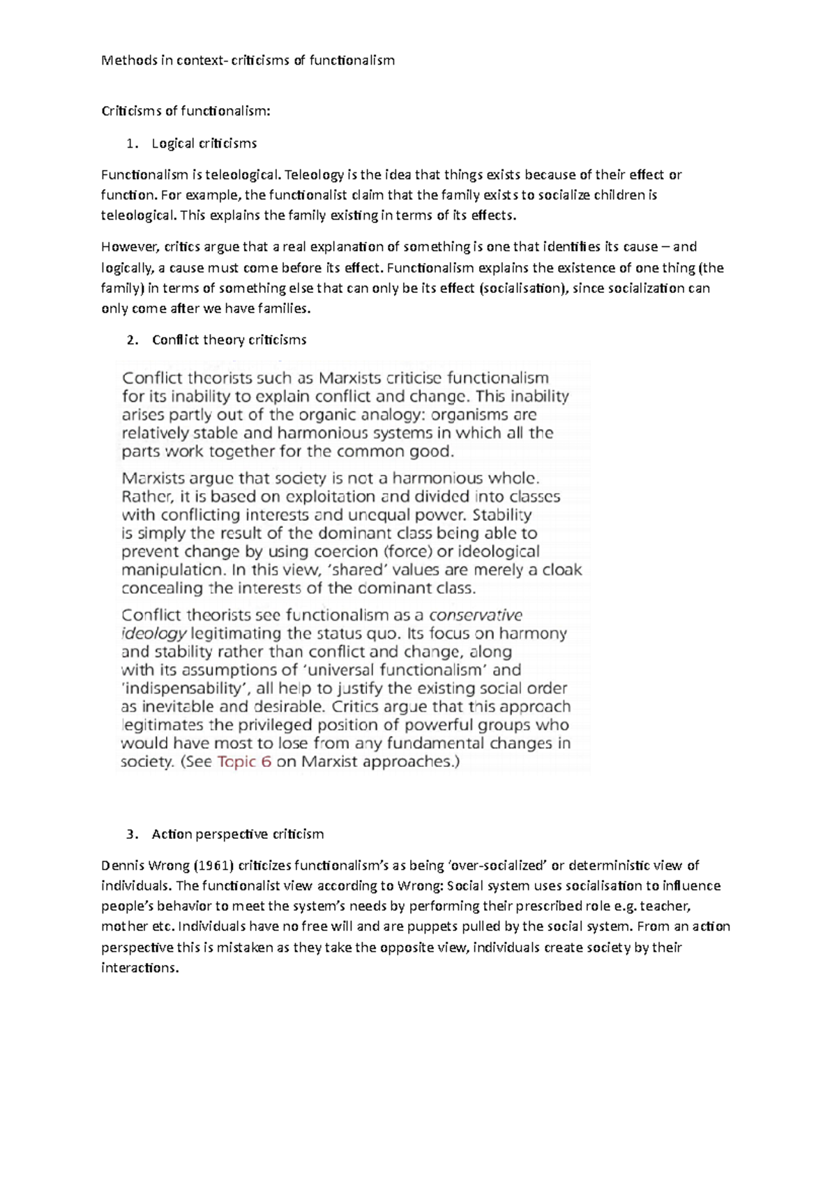 Methods in Context: Criticisms of Functionalism Analysis - Studocu