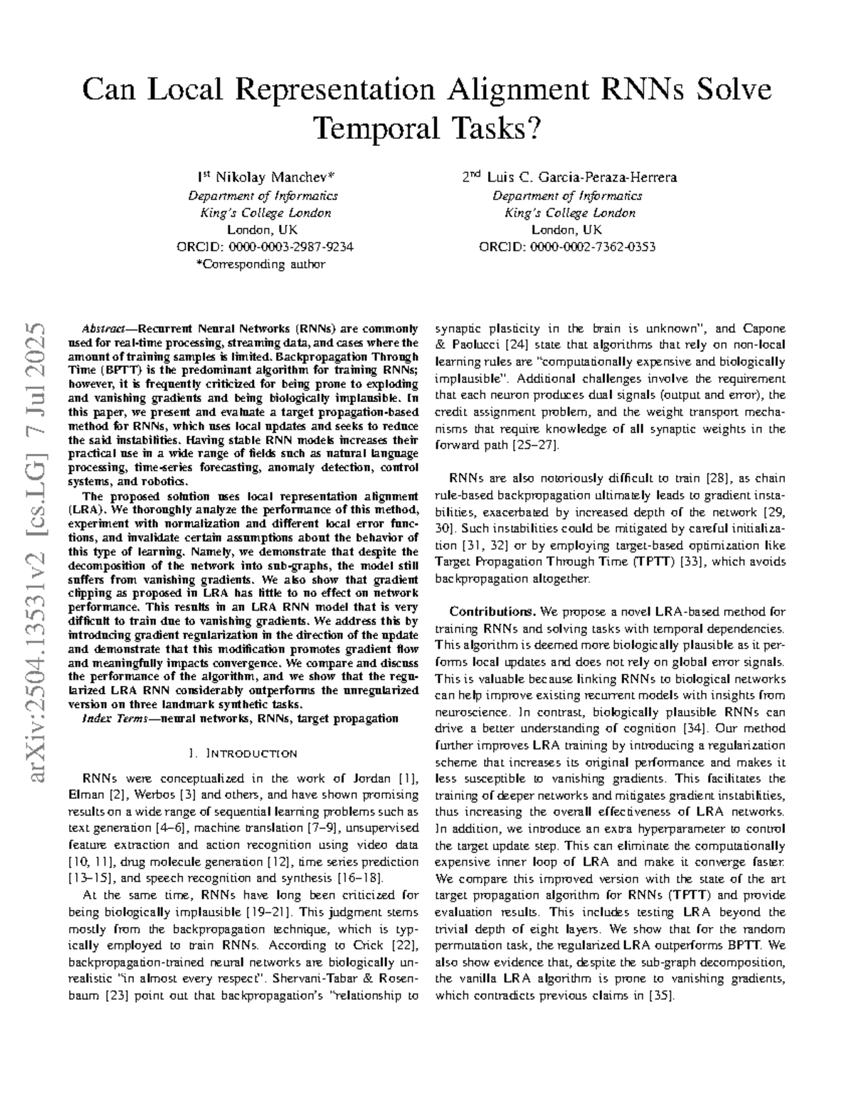 Can Local Representation Alignment RNNs Address Temporal Tasks? - Studocu