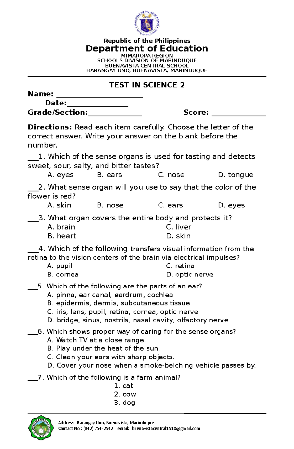 Science 2 Test for SSES Applicants - Comprehensive Quiz Guide - Studocu