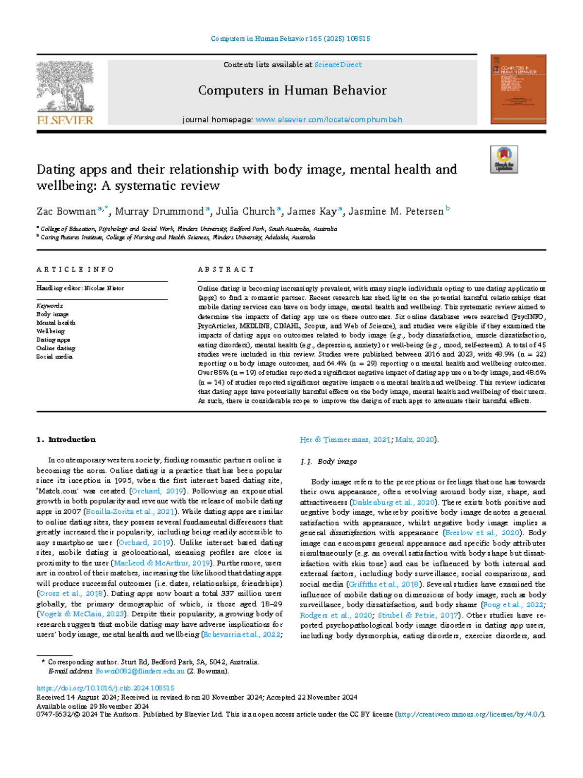 "PSY 165: Systematic Review on Dating Apps' Impact on Body Image ...
