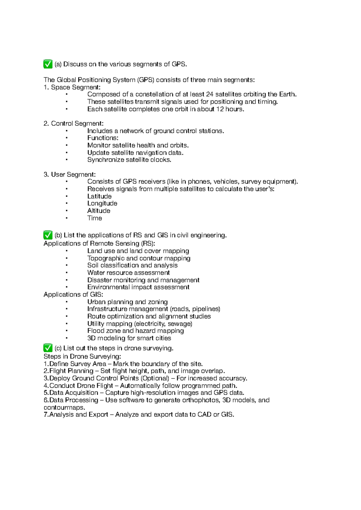 Module 5 - Hesh: Overview of GPS, Remote Sensing, and Drone Surveying - Studocu