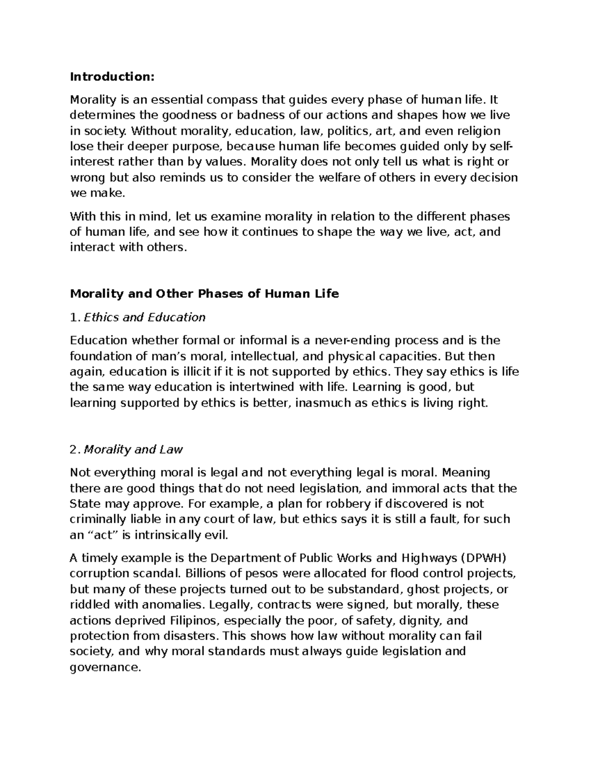 Morality and Its Impact on Human Life Phases: A Comprehensive Study ...