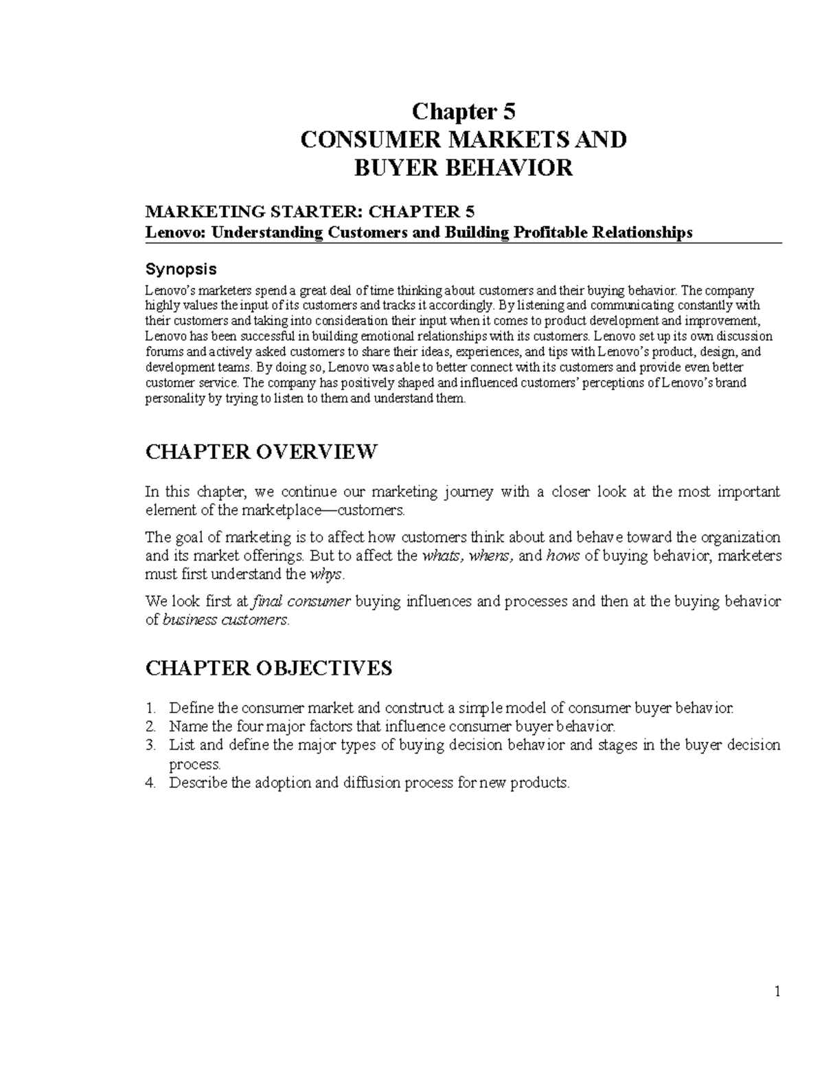 Chapter 5 Notes: Understanding Consumer Markets and Buyer Behavior ...