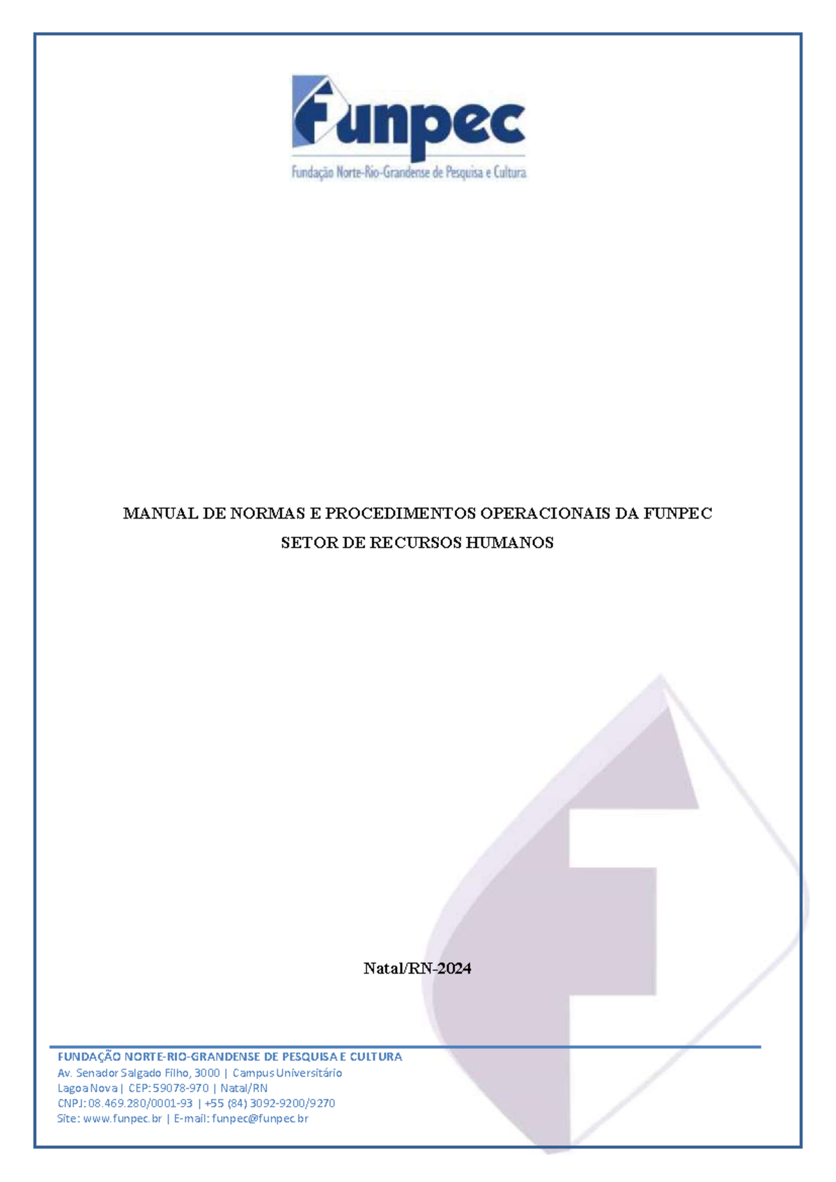 Manual de Normas e Procedimentos Operacionais - Setor de RH (FUNPEC ...