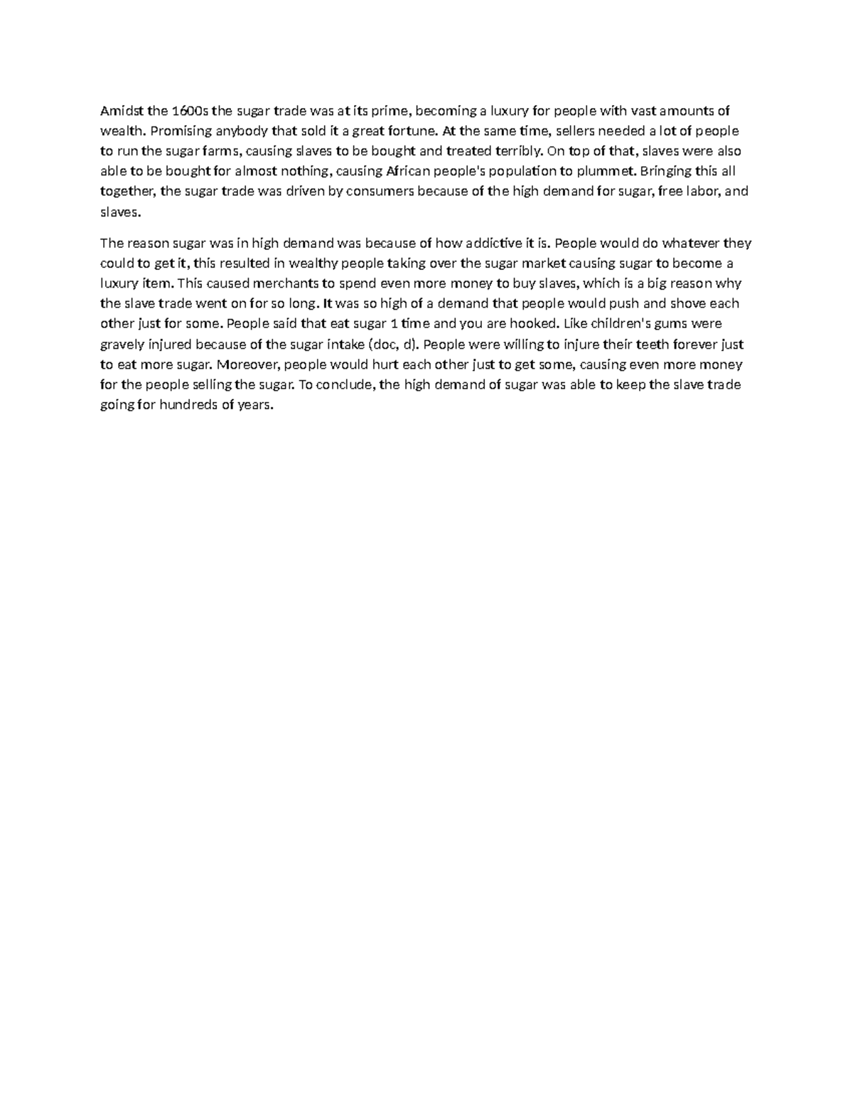 Dbq - The Impact of Sugar Trade on Slavery in the 1600s - Studocu