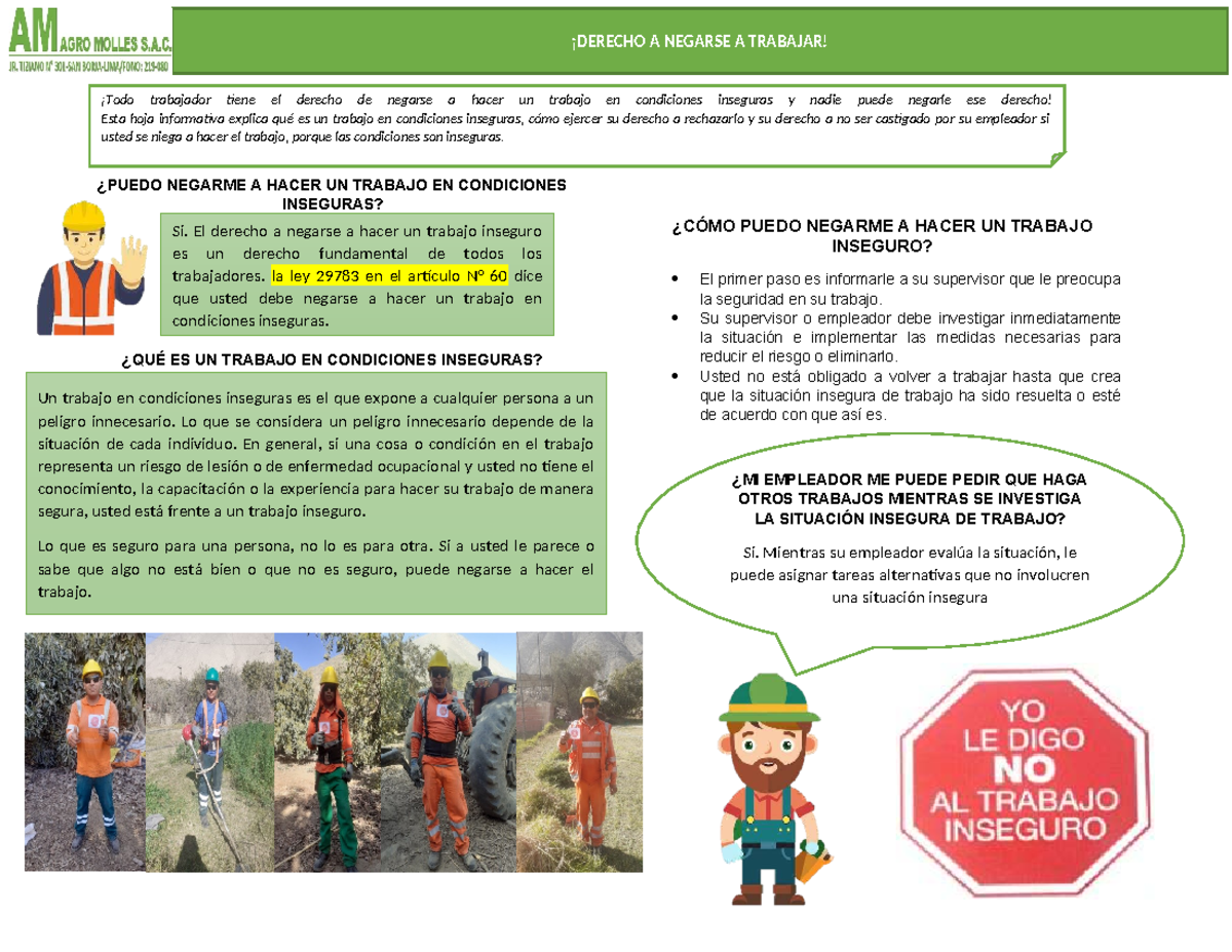 Derecho a Negarse a Trabajar en Condiciones Inseguras - UPOO - Studocu