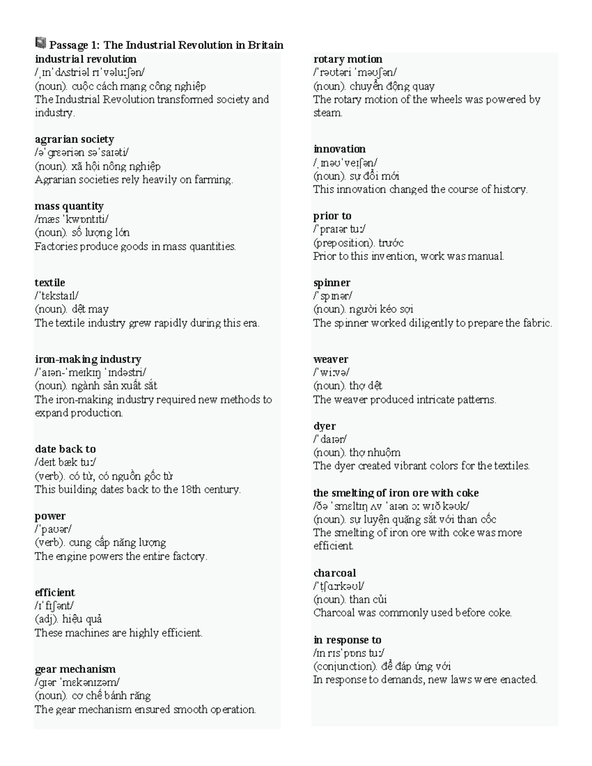 📓 Cambridge 19 Vocab: Industrial Revolution Insights - Studocu