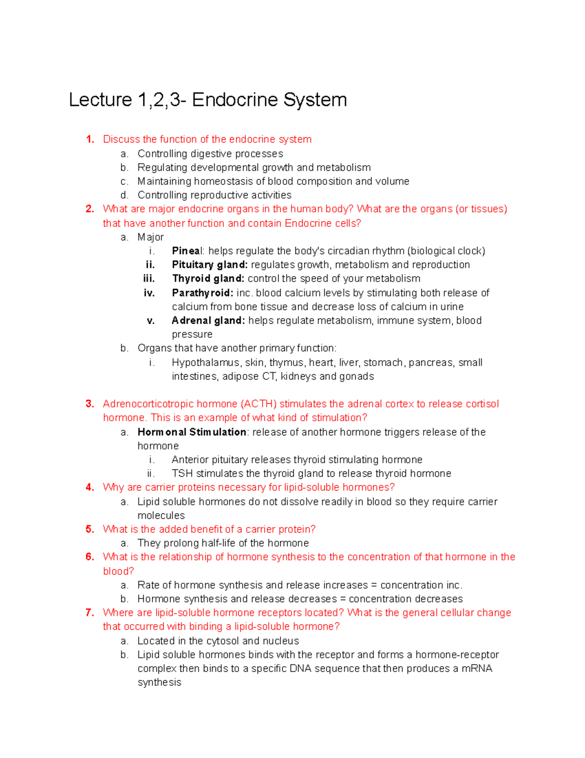 A&P2 Final Exam Study Guide: Endocrine & Cardiovascular Systems - Studocu