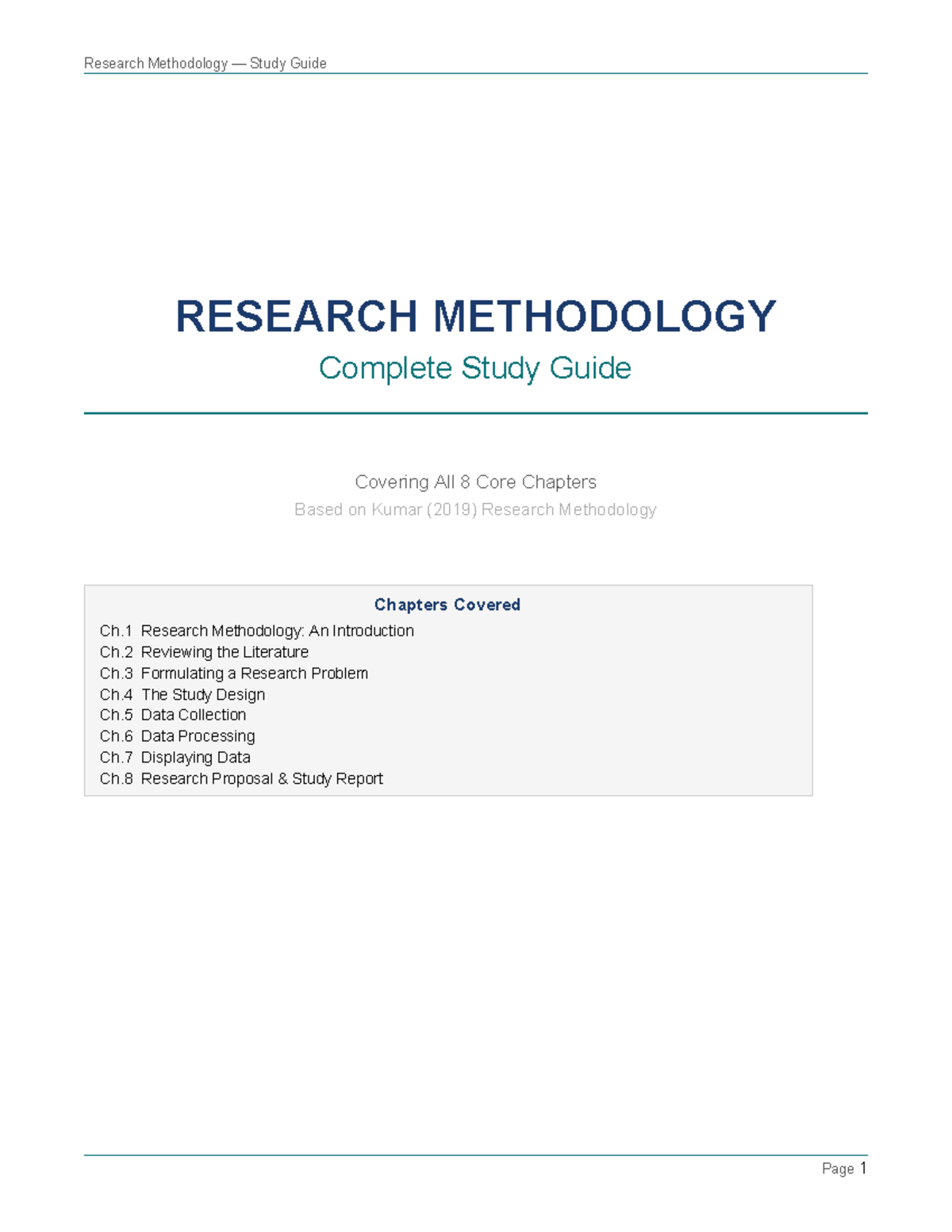 Research Methodology Study Guide (RESEARCH METHODOLOGY) - Comprehensive ...