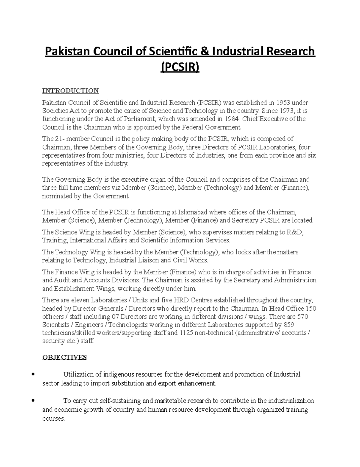 PCSIR: Comprehensive Overview of the Pakistan Council of Scientific ...