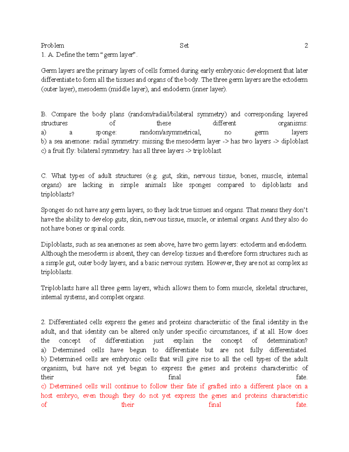 BIOL3202; PS2 - Germ Layers and Cell Differentiation Analysis - Studocu