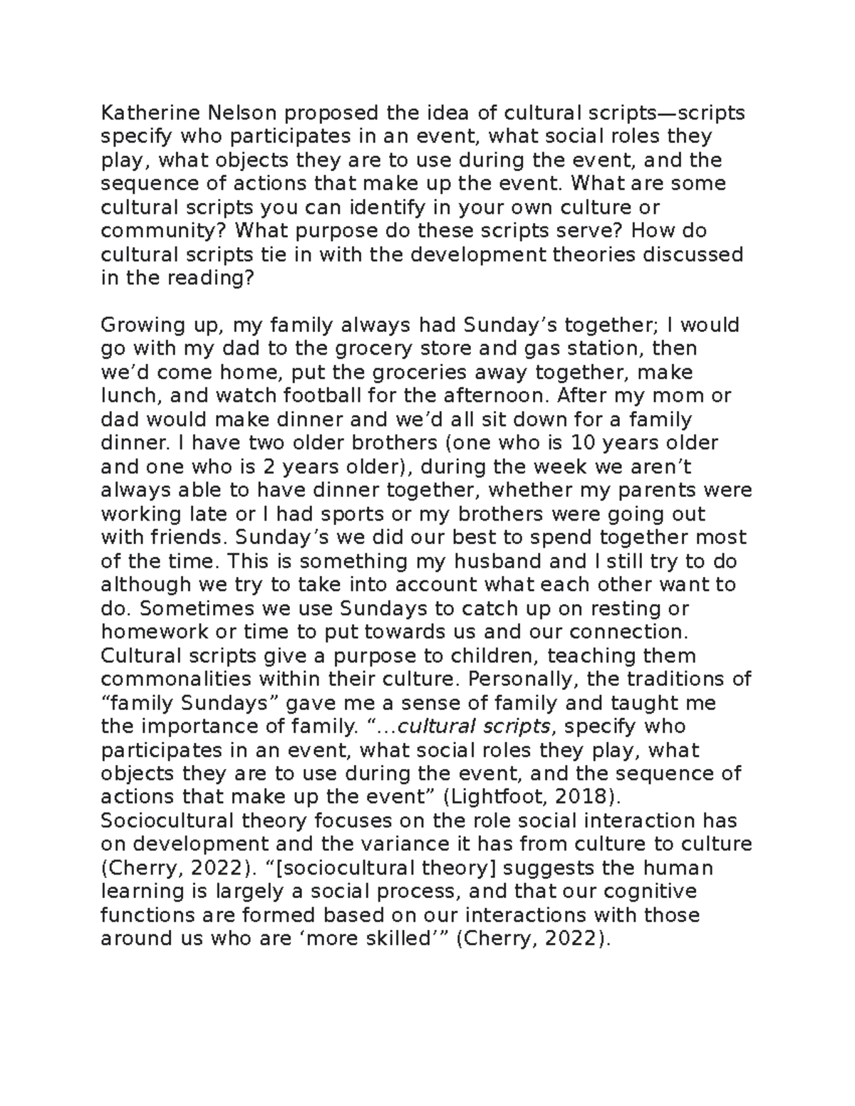 5-1 Discussion: Exploring Cultural Scripts and Development Theories ...