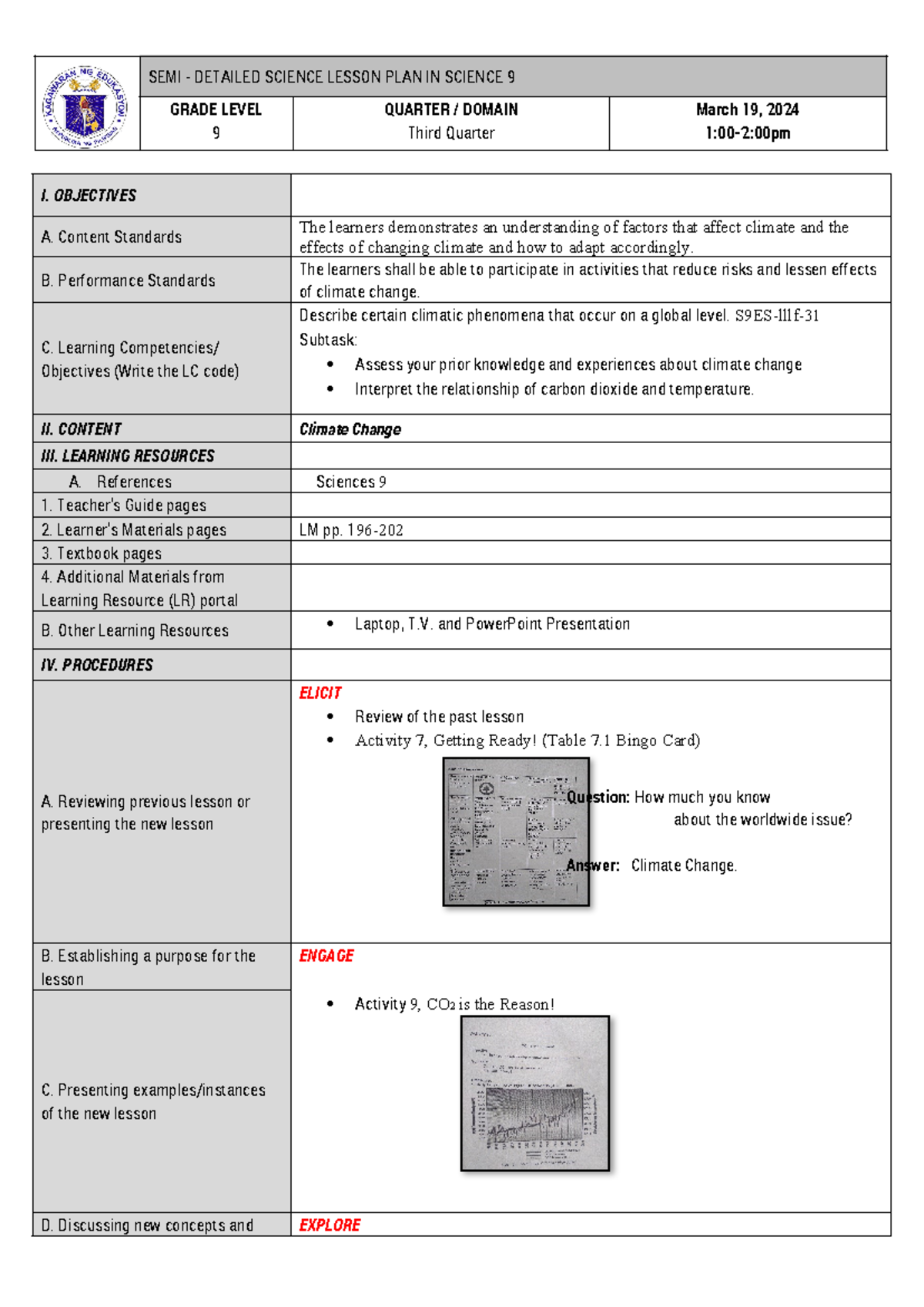 Climate Change Lesson Plan (SCI 9): Understanding Greenhouse Gases ...
