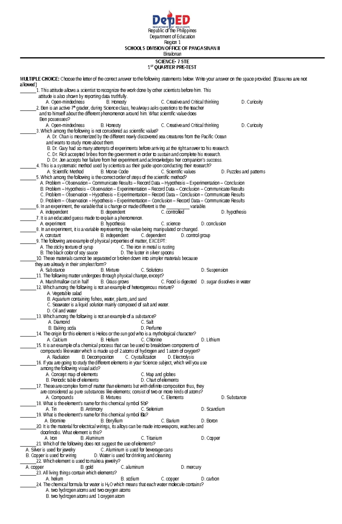 BSEd-Science 3 Module 2 Lesson 2 Learning Task 2.2 Concept Map Guide ...