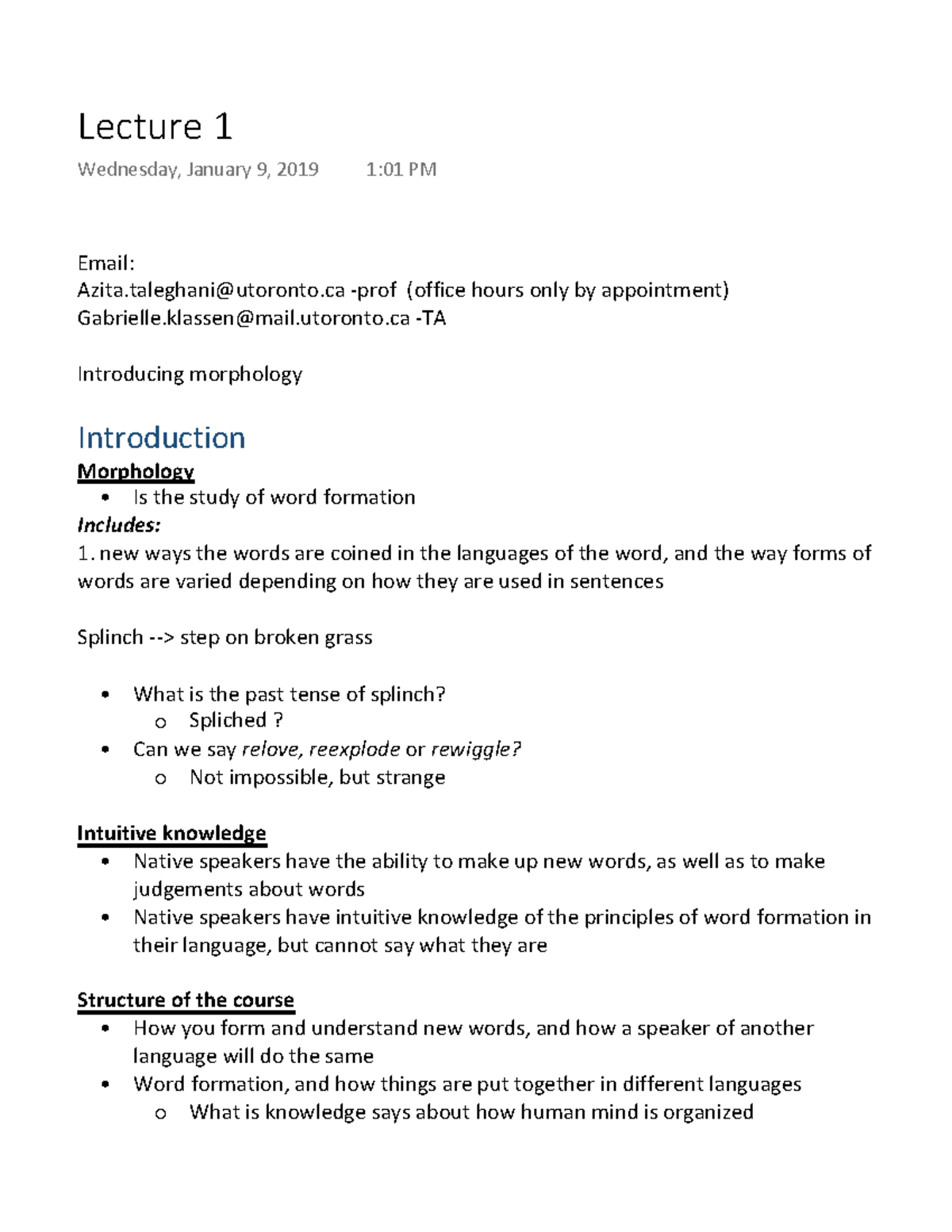Lecture 1 - Introduction to Morphology: Word Formation Basics - Studocu