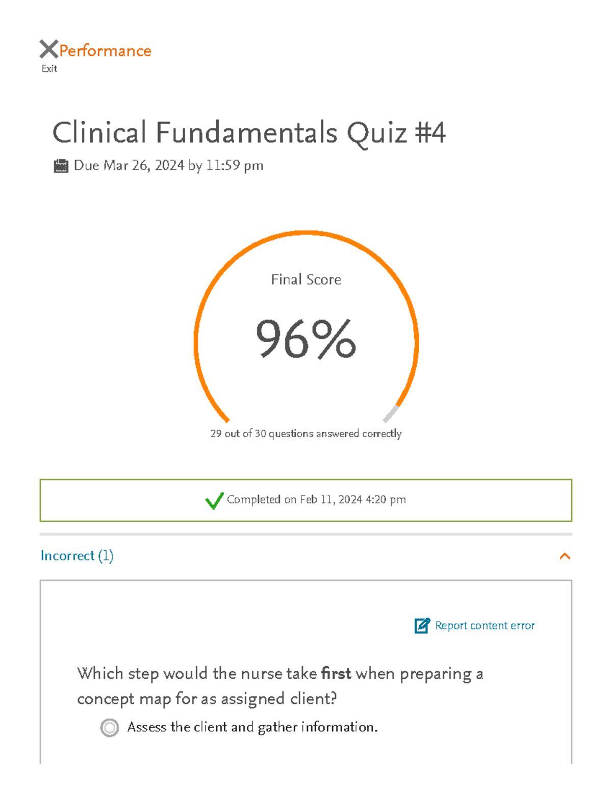 Quiz #4 - Comprehensive Answers for Clinical Fundamentals - Studocu