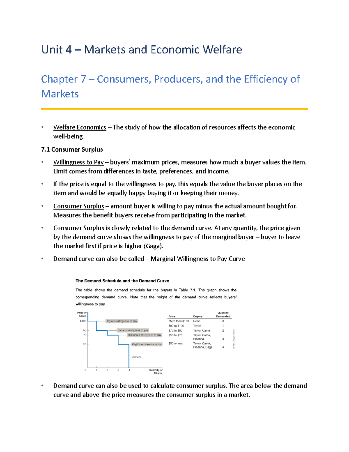 ECON 247 Lesson Notes - Unit 4 - Markets and Economic Welfare - Unit 4 ...