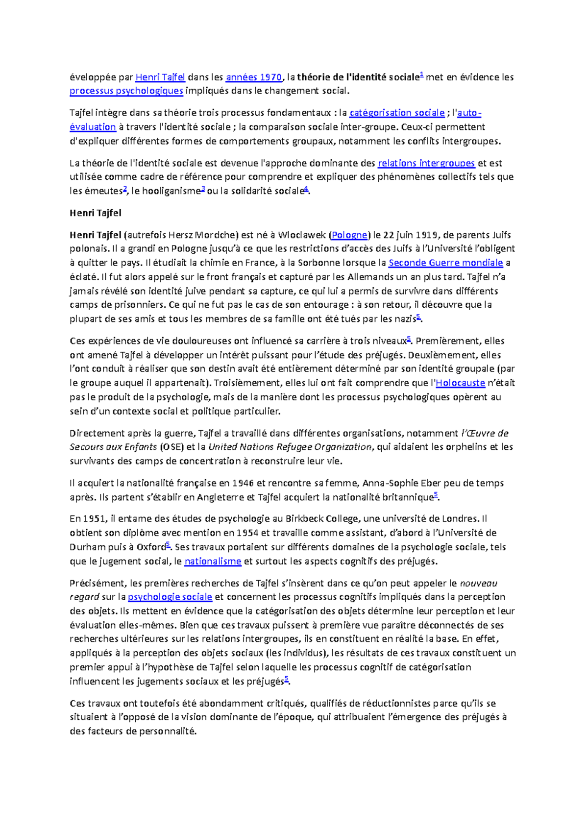 Théorie de l'identité sociale de Tajfel : Processus et Implications ...