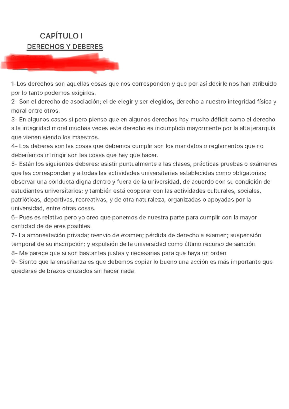Capítulo I: Derechos y Deberes del Estudiante - Jose Frank Disla - Studocu