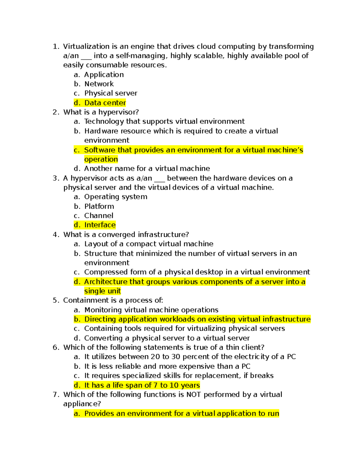 1-2 u Certify Lesson One Quiz: Virtualization & Hypervisors - Studocu