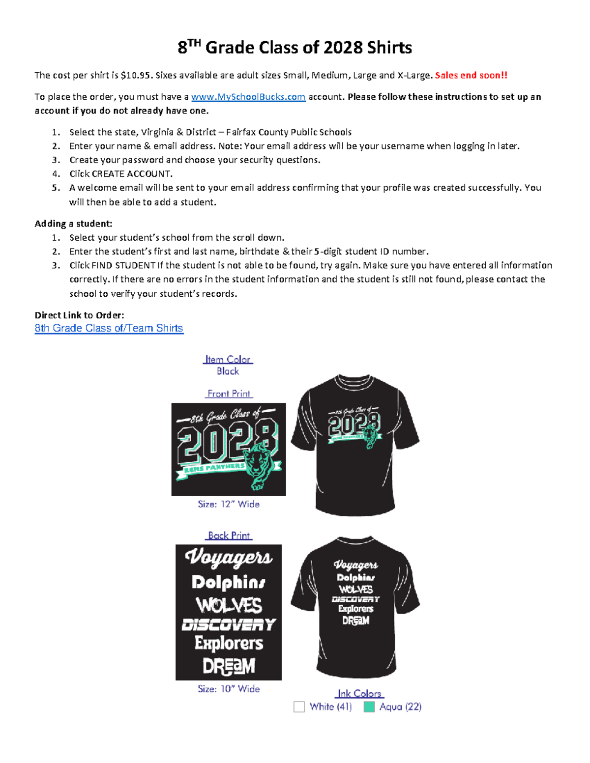 8TH Grade Class of 2028 Shirt Order Instructions & Pricing - Studocu