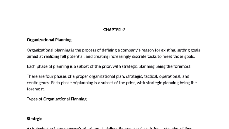 CHAPTER 3-1: Organizational Planning and Information Systems Overview ...