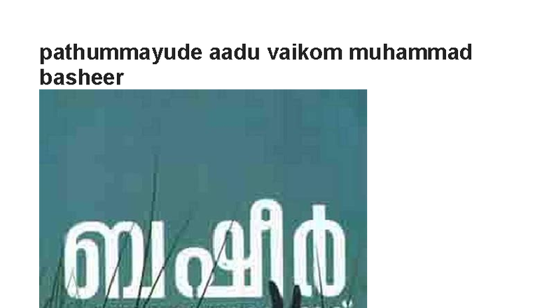 Pathummayude Aadu Vaikom Muhammad Basheer: Themes and Analysis - Studocu