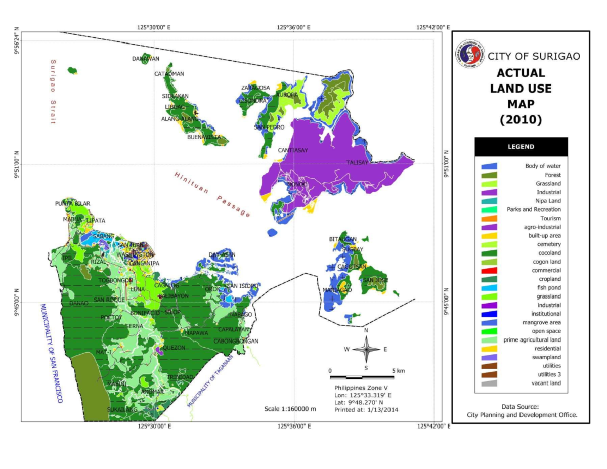 2010 Actual Land Use Map of Surigao City (E E E) - Studocu
