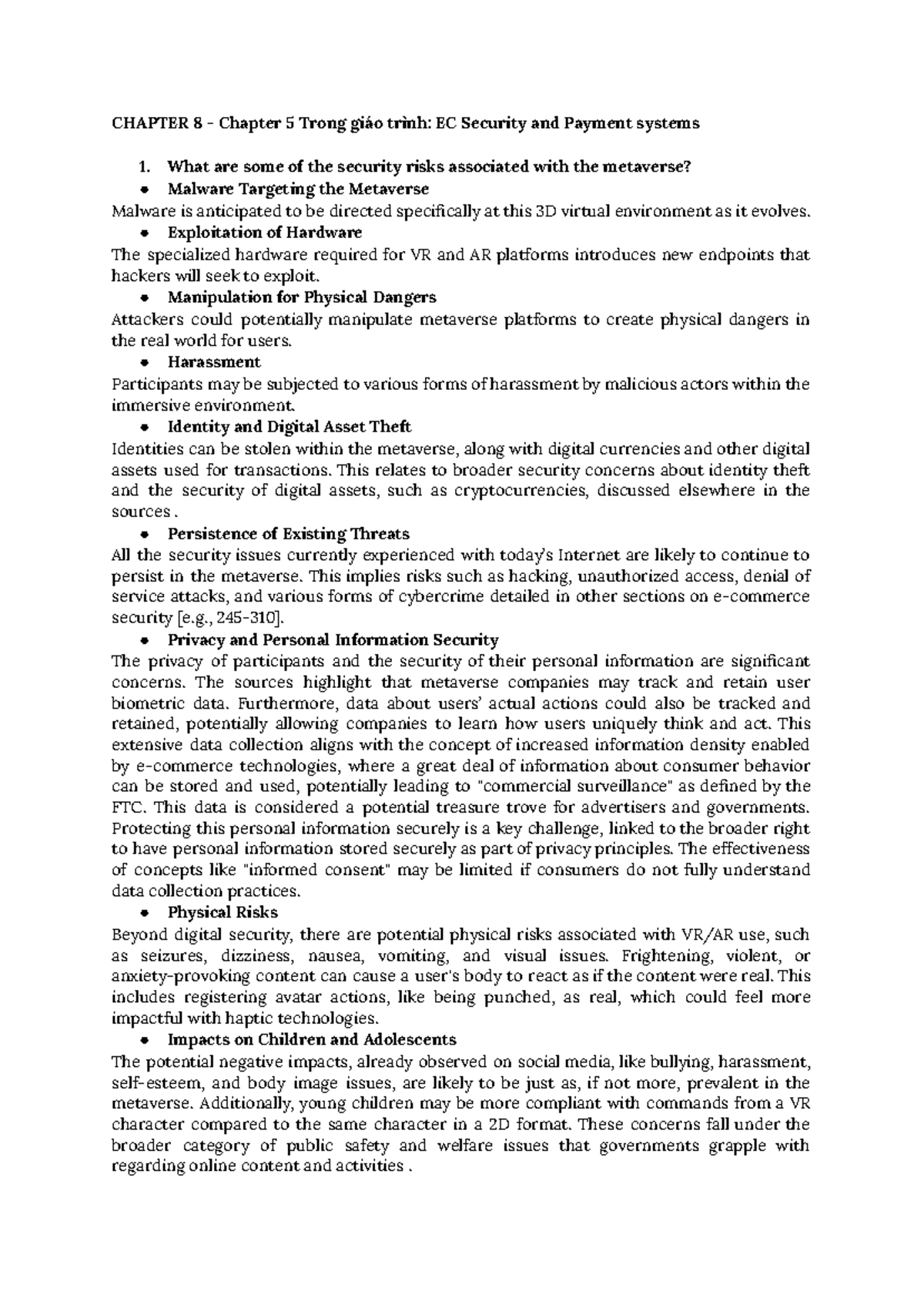 CHAPTER 8: Security Risks in the Metaverse - EC Security & Payment ...