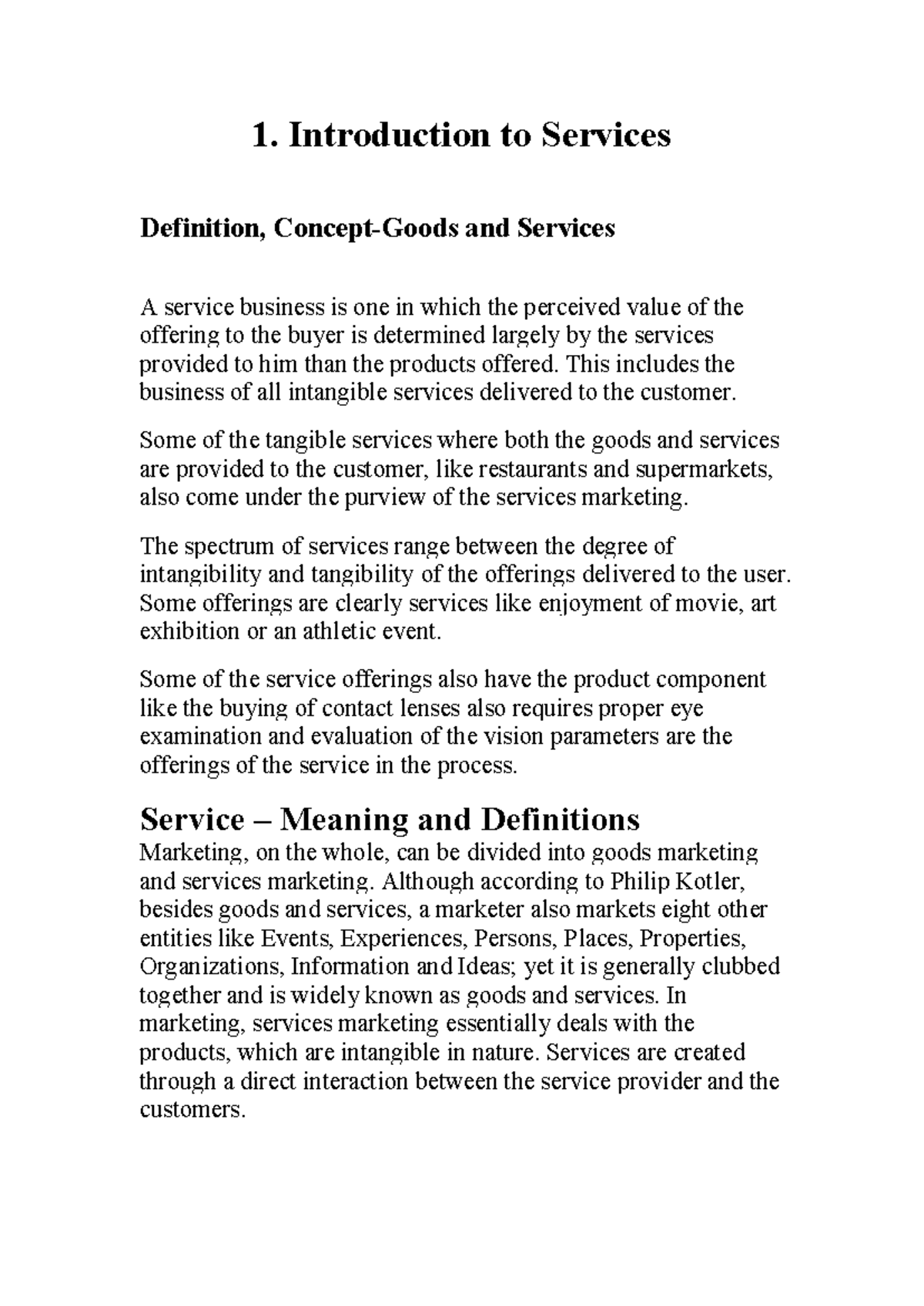 Introduction to Services: Concepts, Definitions, and Importance - Studocu