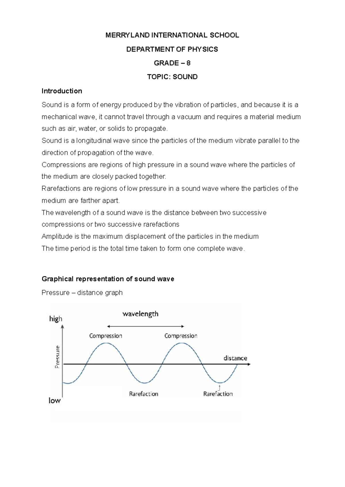 Grade 8 Physics: Understanding Sound Waves and Their Properties - Studocu