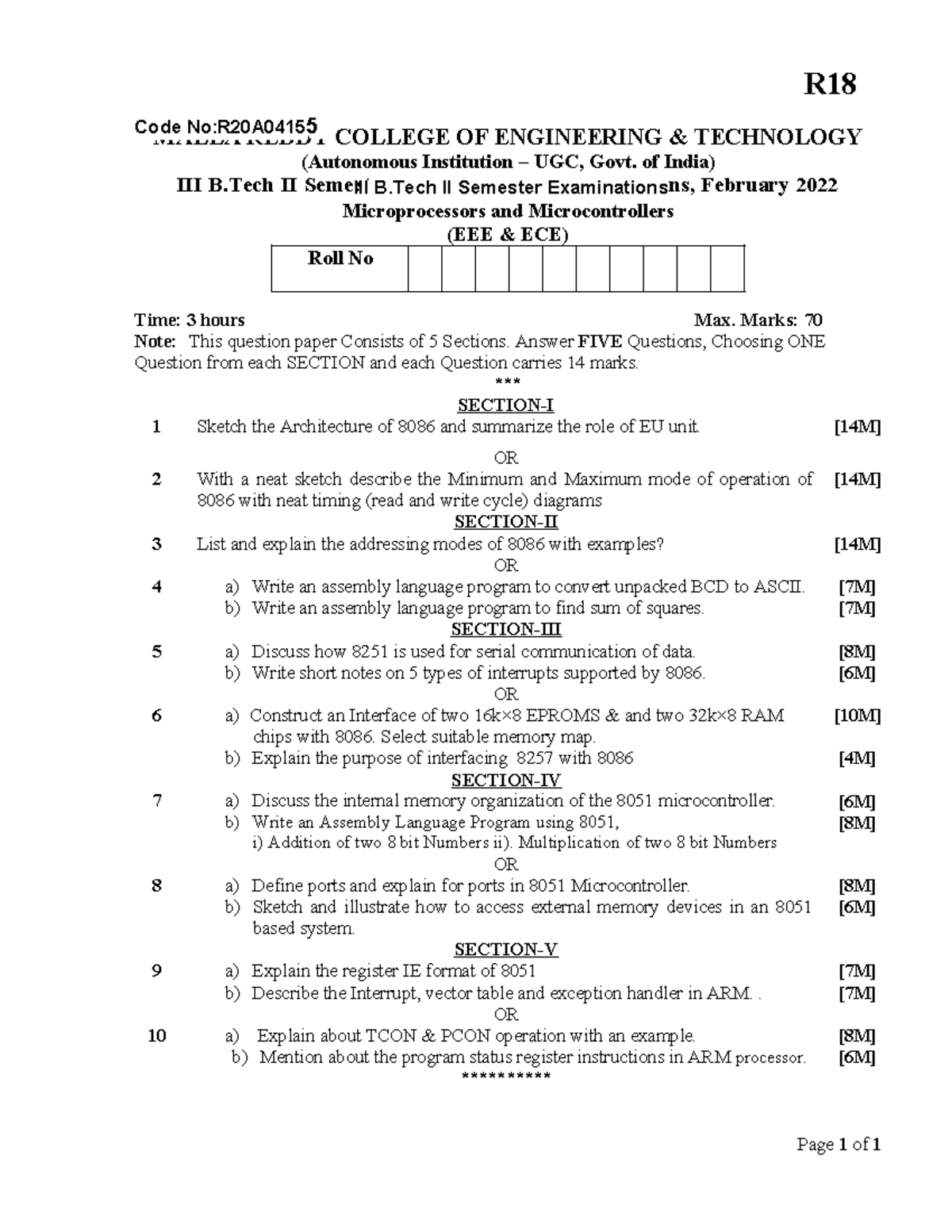 Microprocessors and Microcontrollers Question Bank (B.Tech II Sem ...