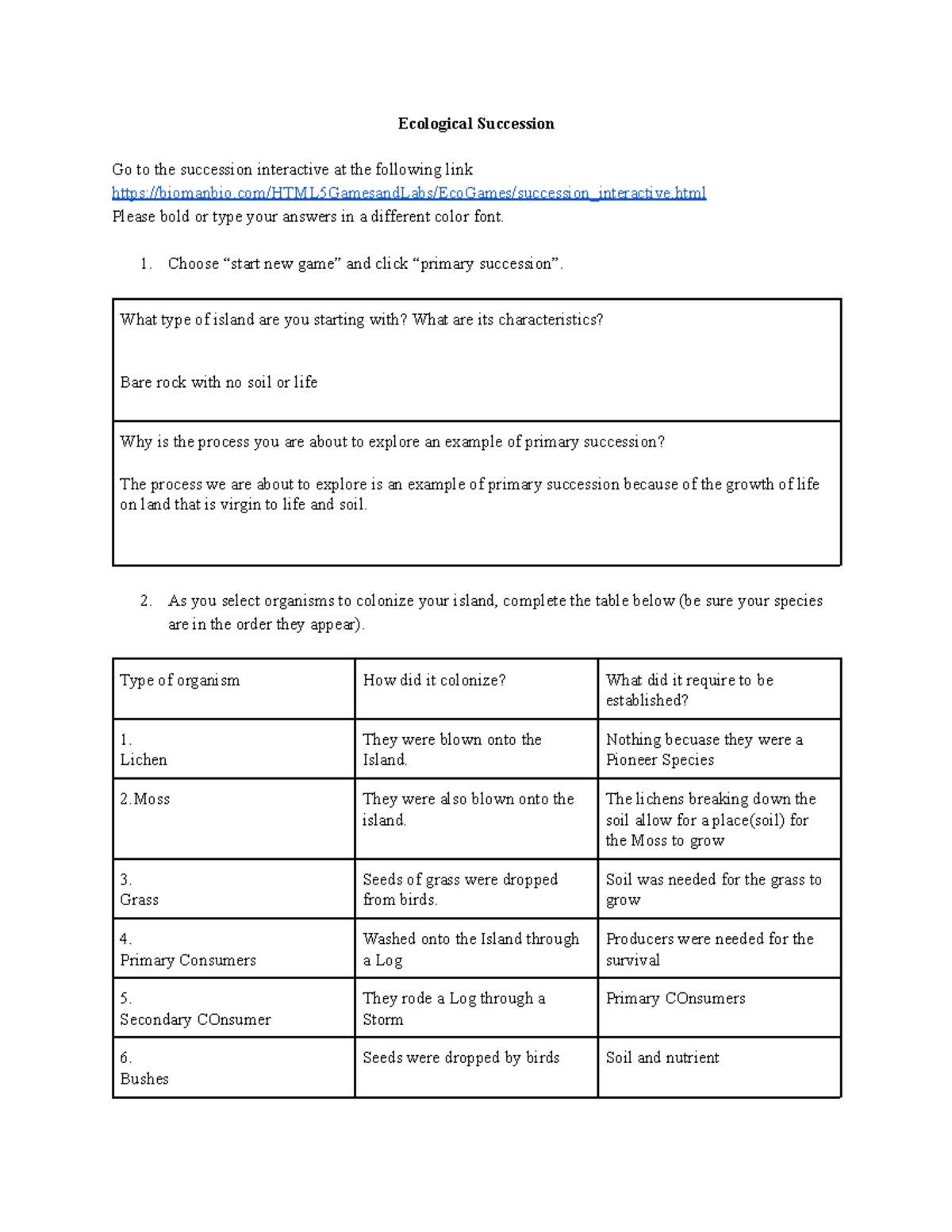 Ecological Succession Simulation: Exploring Primary & Secondary Impacts ...