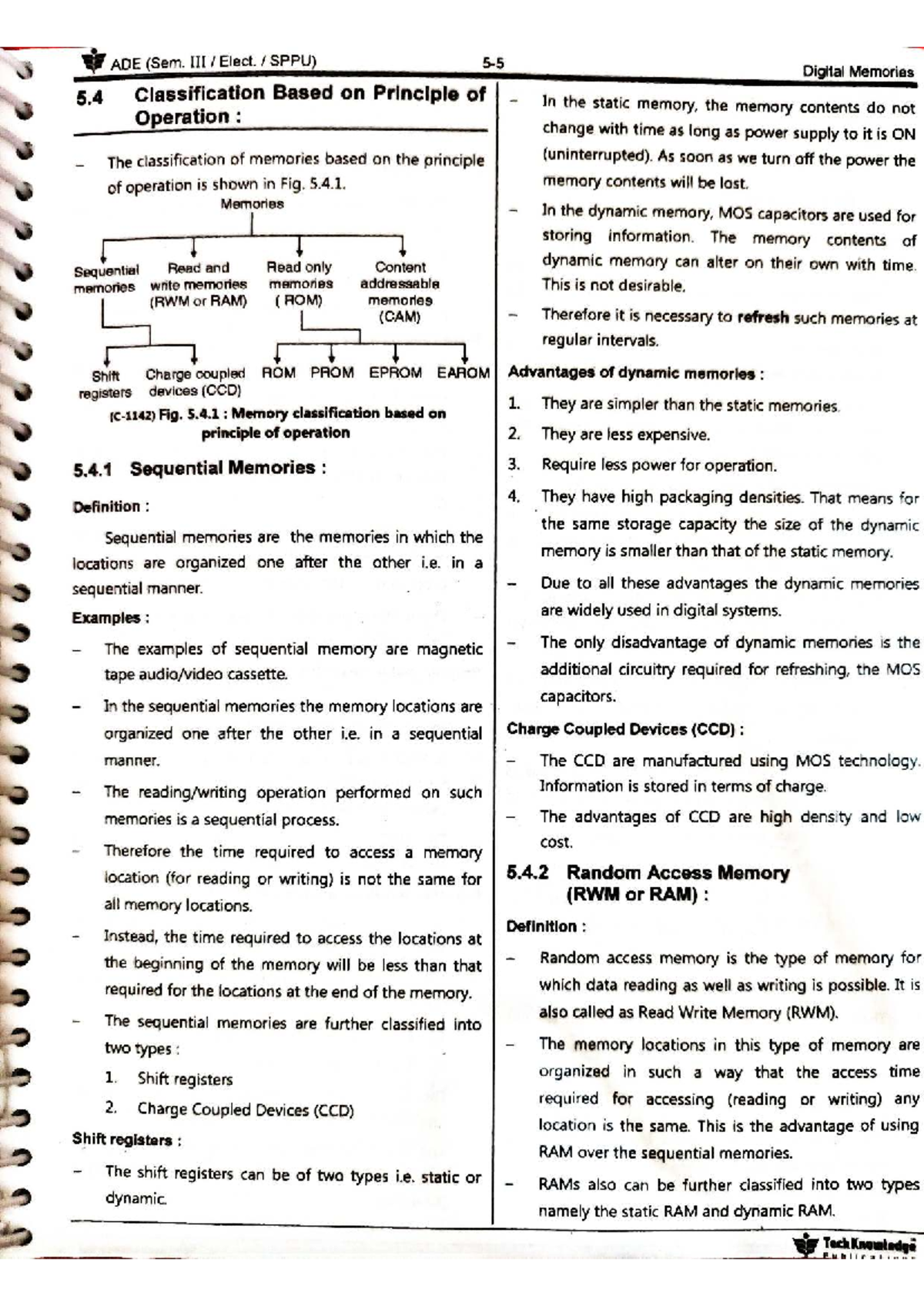 ADE (Sem. Elect. SPPU) Digital Memories: Classification & Principles ...