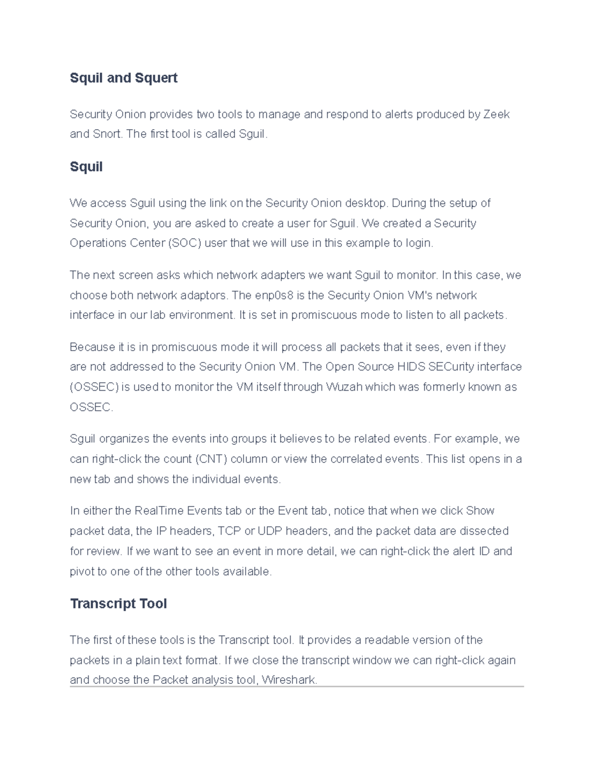 11.3.3 Using Sguil and Squert in Security Onion for Alert Mgmt - Studocu
