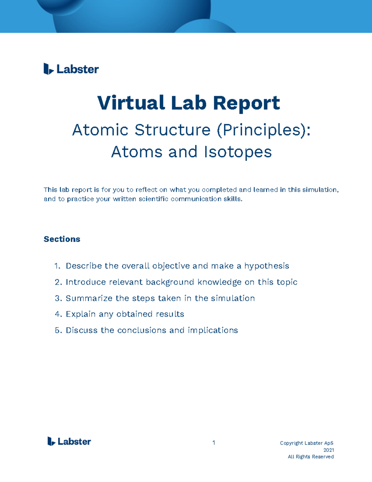 Atomic Structure and Isotopes Lab Report for MT - Studocu