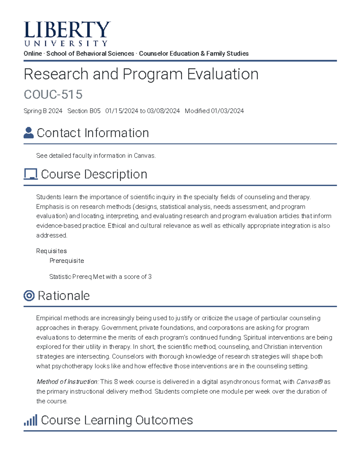 Research Methods & Evaluation in Counseling COUC 515 Spring B 2024 ...