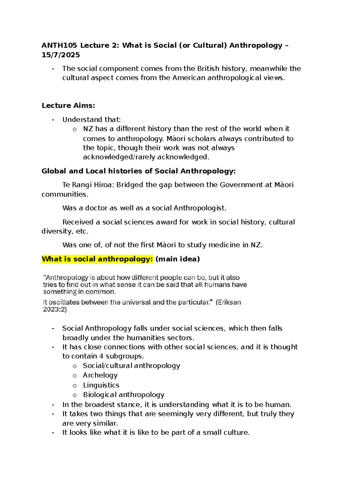 ANTH105 Lecture 2: Understanding Social Anthropology Concepts - Studocu