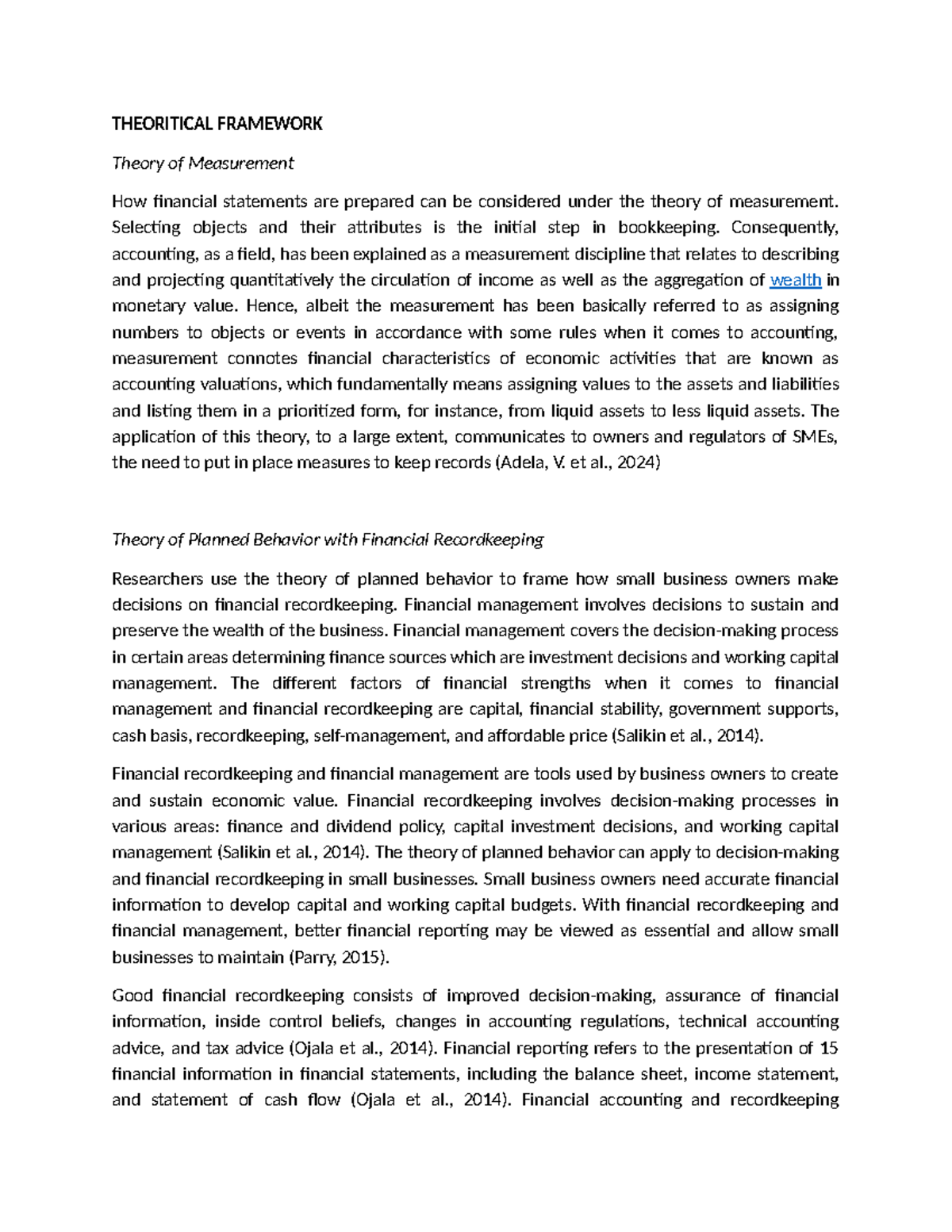Theoretical framework: Theory of measurement and planned behavior in ...
