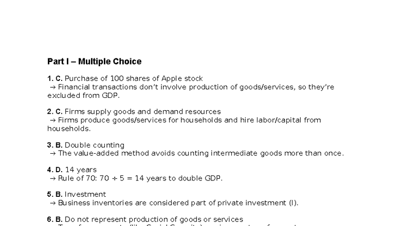 ECON 101: Exam 2 Answer Key - Multiple Choice & Short Answer - Studocu