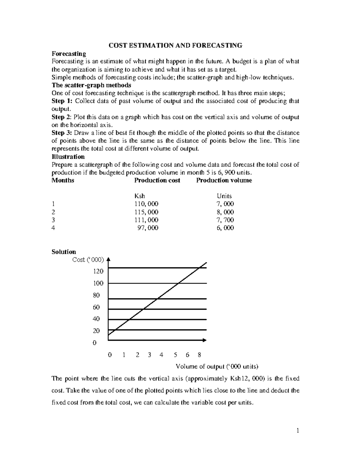 COST ESTIMATION AND FORECASTING: Techniques and Methods (FIN 101) - Studocu