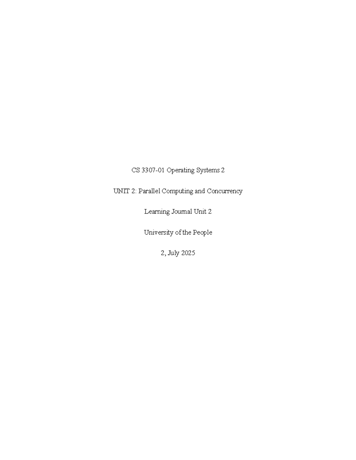 CS Operating Systems 2: Learning Journal on Concurrency in OS Design ...